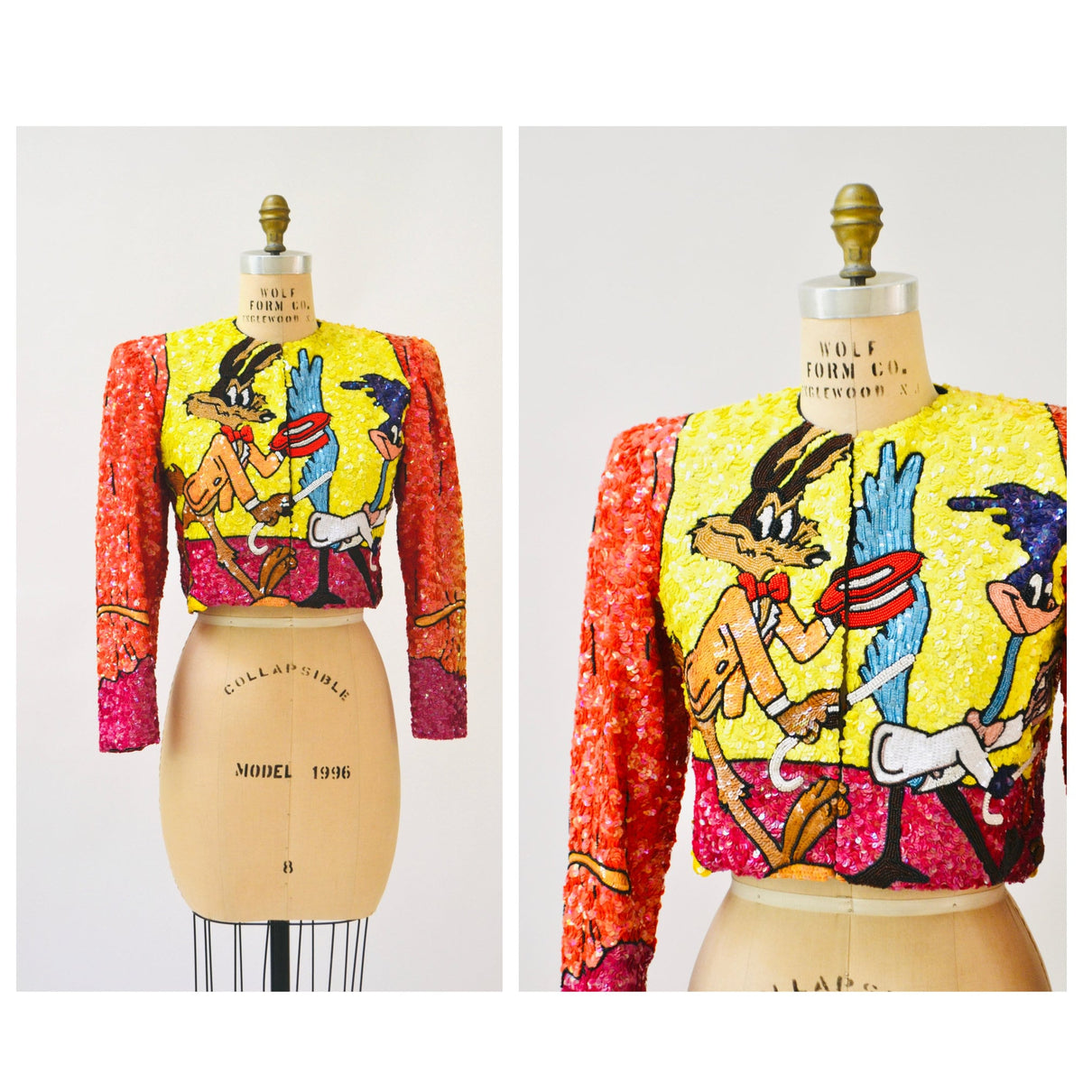90s Vintage Jeanette Kastenberg Platinum Sequin Jacket Looney Tunes Wa ...