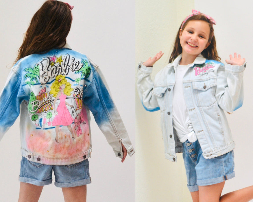 80s Vintage Barbie Jacket Denim Girls Large Kids Hollywood Barbie JEAN ...